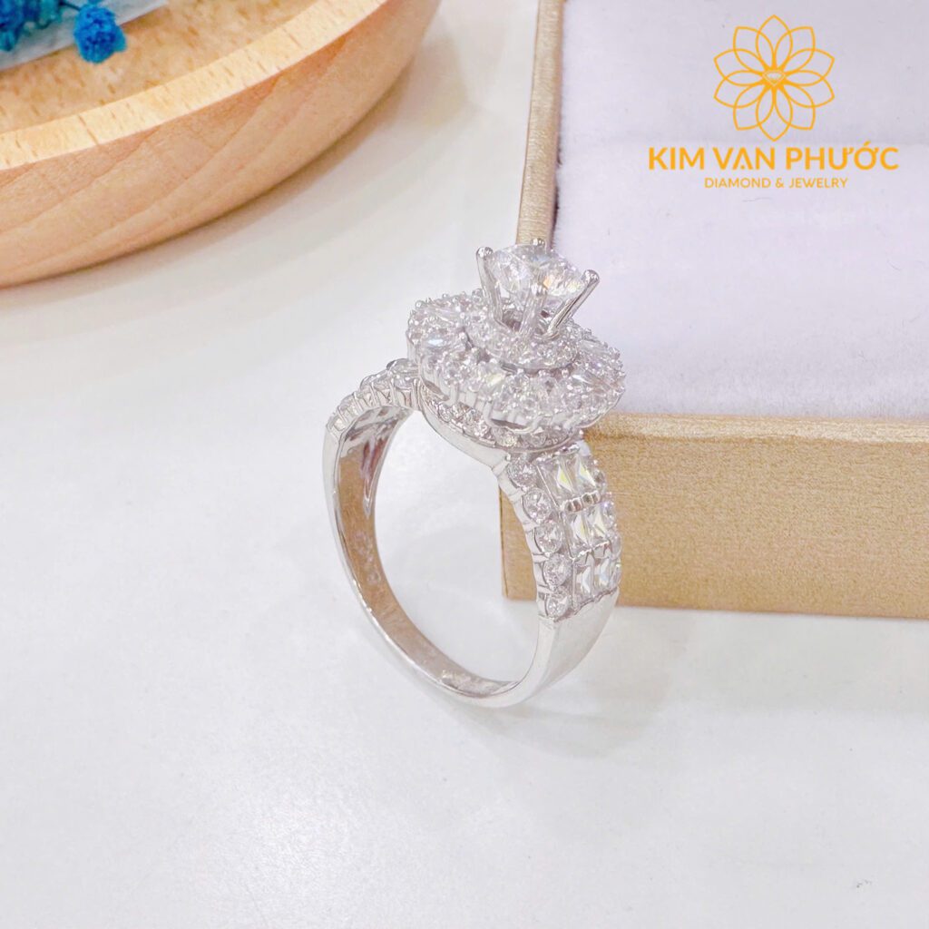 NHẪN NỮ VÀNG TRẮNG 10K (416) - Kim Vạn Phước - Trang sức Vàng, Kim Cương, Italy cao cấp
